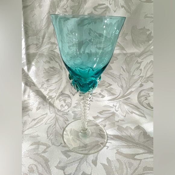Dining | Vintage Crystal Light Blue Twist Glass | Poshmark